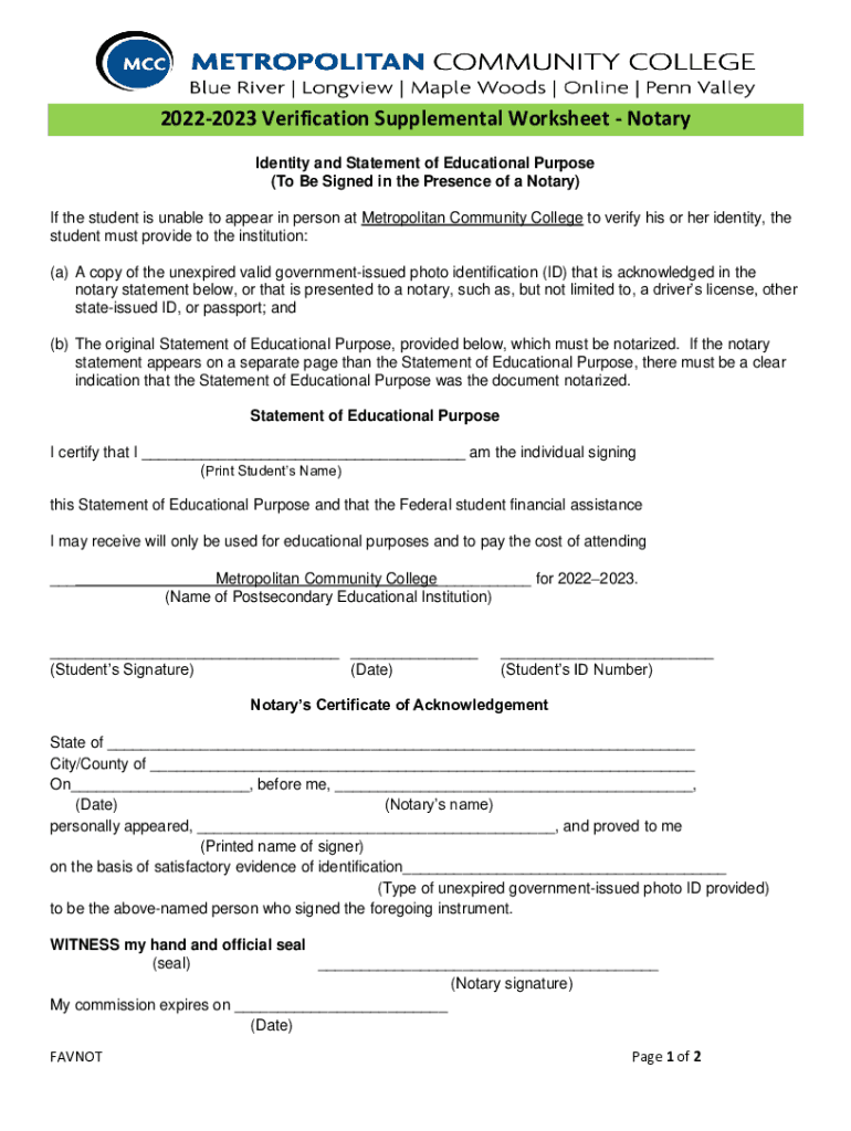 Fillable Online IDENTITY AND STATEMENT OF EDUCATIONAL PURPOSE ...