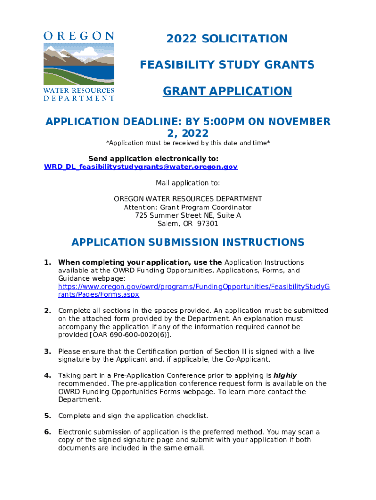 "Feasibility Study Grants - Grant Application" - Oregon - TemplateRoller Doc Template | pdfFiller