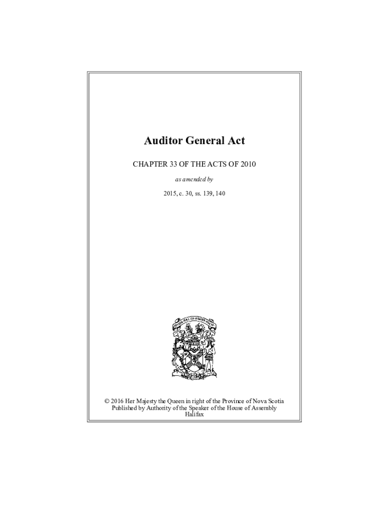 Fillable Online Auditor General Act - Nova Scotia House of Assembly Fax ...