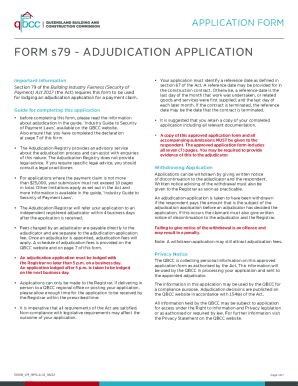 Fillable Online Get the free Form S79 - ADJUDICATION APPLICATION - QBCC ...