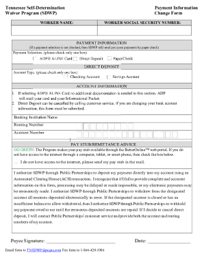 Fillable Online TN SDWP payment change form Fax Email Print - pdfFiller