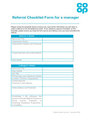 Fillable Online Referral Checklist Form for a manager FV.docx Fax Email ...