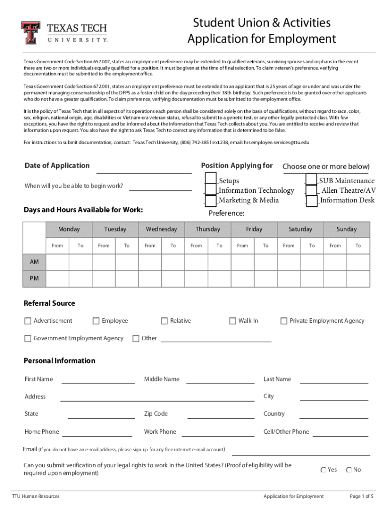 Fillable Online ttu.tfaforms.net217933Enrollment Management: IT Student Assistant Job ...