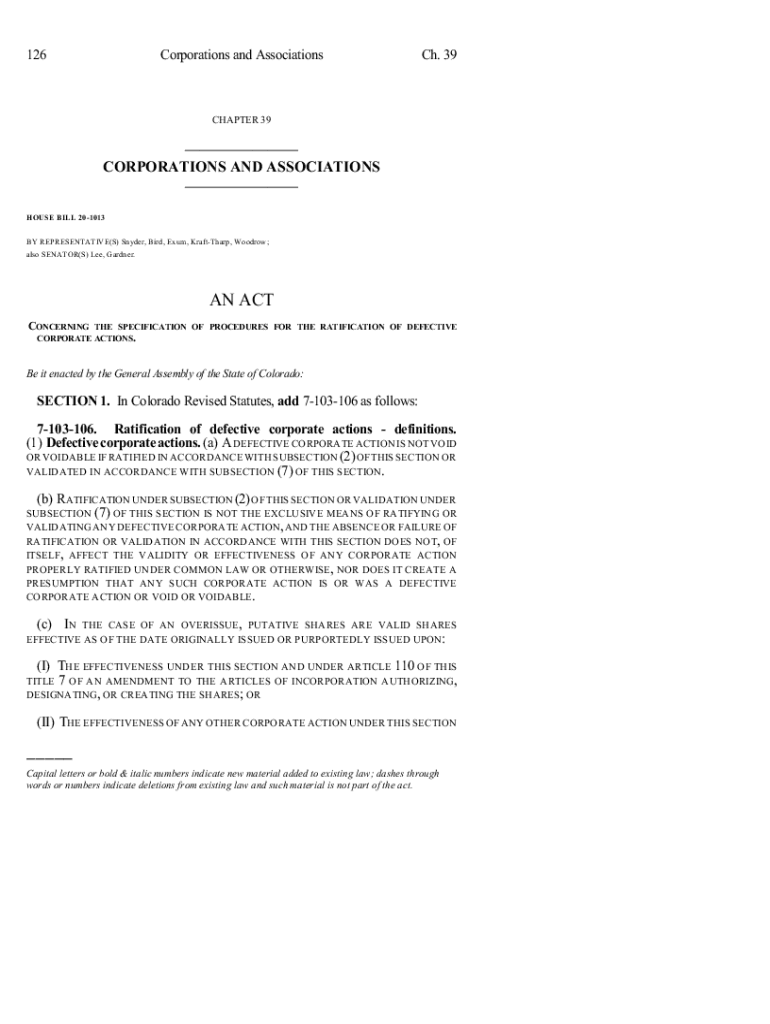 Fillable Online 126 Corporations and Associations Ch. 39 - AN ACT Fax ...
