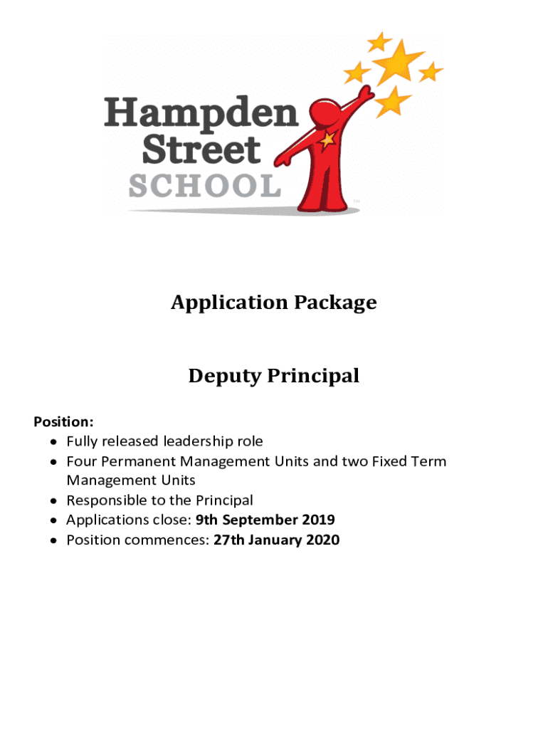 Fillable Online Application Package Deputy Principal - Hampden Street ...