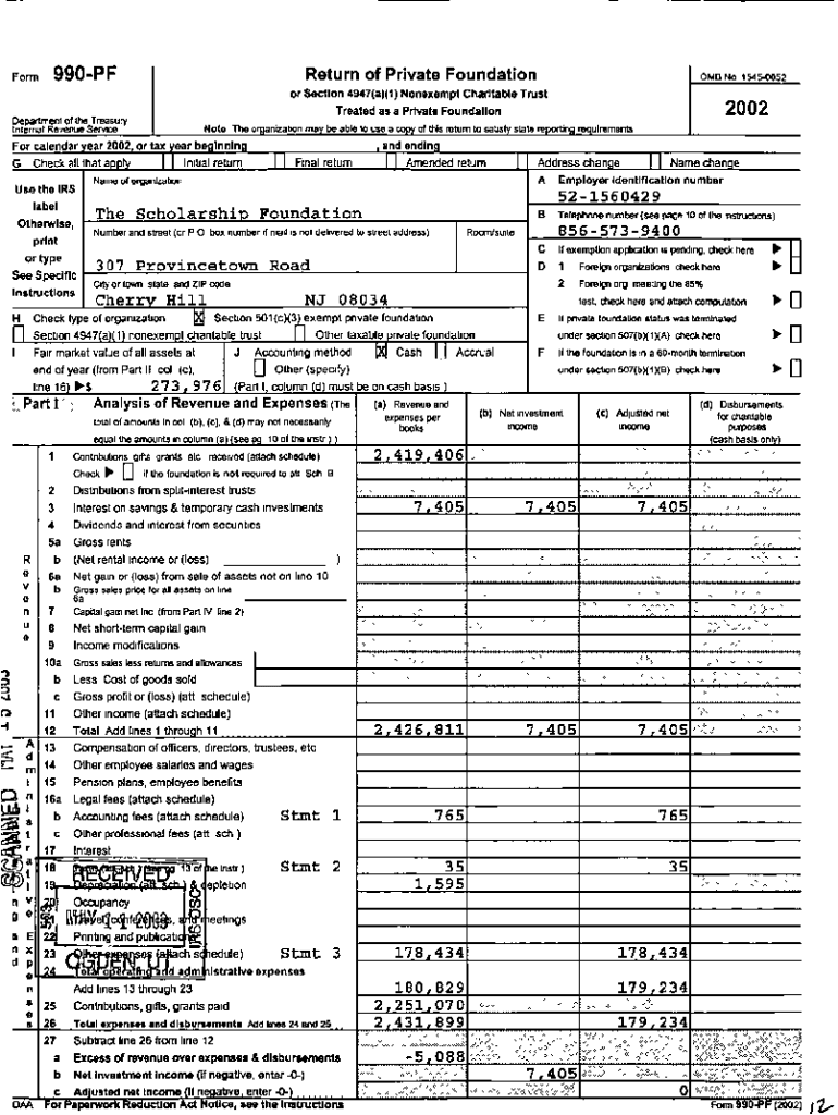 Fillable Online Return of Private Foundation or Section 4947(a)(1 ...
