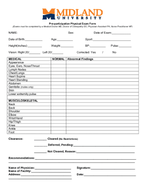 Fillable Online www.ohsaa.orgmedicinephysicalexamformPre-Participation ...
