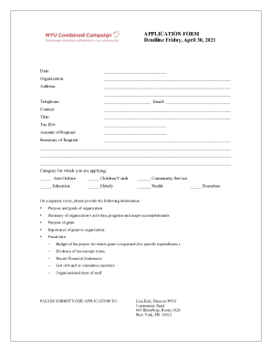 Fillable Online APPLICATION FORM Deadline Friday, April 30, 2021 - NYU Fax Email Print - pdfFiller