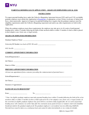 Fillable Online Parental Bonding Leave Policy and Procedure - New ...