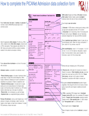 Fillable Online How to complete the PICANet Admission data collection ...