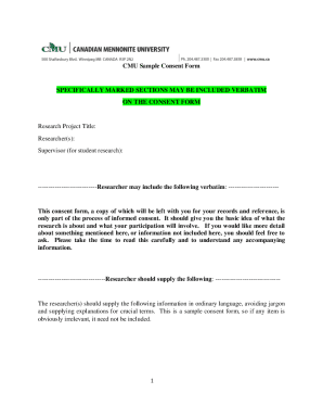 Fillable Online CMU Sample Consent Form Fax Email Print - pdfFiller