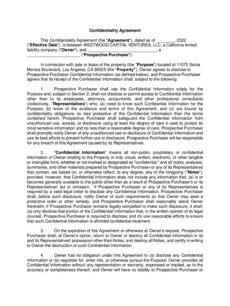 Fillable Online Confidentiality Agreement - Betterteam45 Free Confidentiality Agreement ...