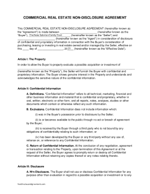 Fillable Online Commercial Real Estate Non-Disclosure Agreement (NDA ...