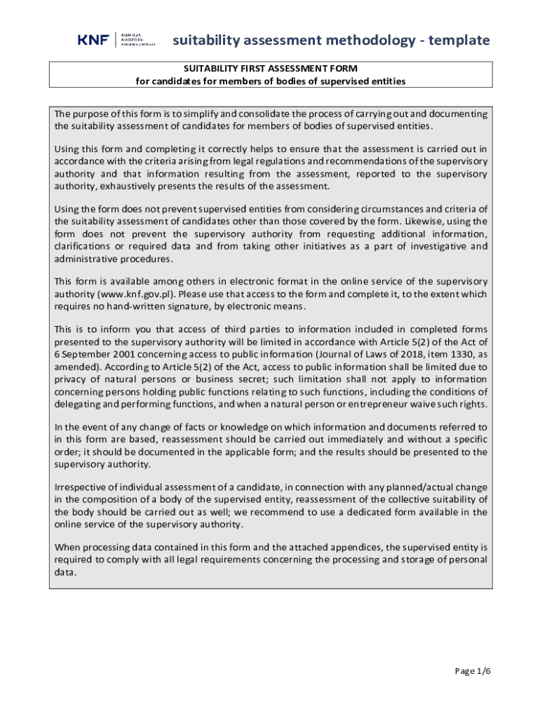 Fillable Online suitability assessment methodology - template - mBank ...