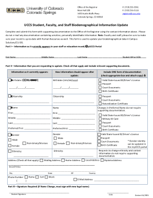 Fillable Online UCCS Student, Faculty, and Staff Biodemographical ... Fax Email Print - pdfFiller