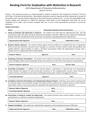 Fillable Online Routing Form for Graduation with Distinction in ...