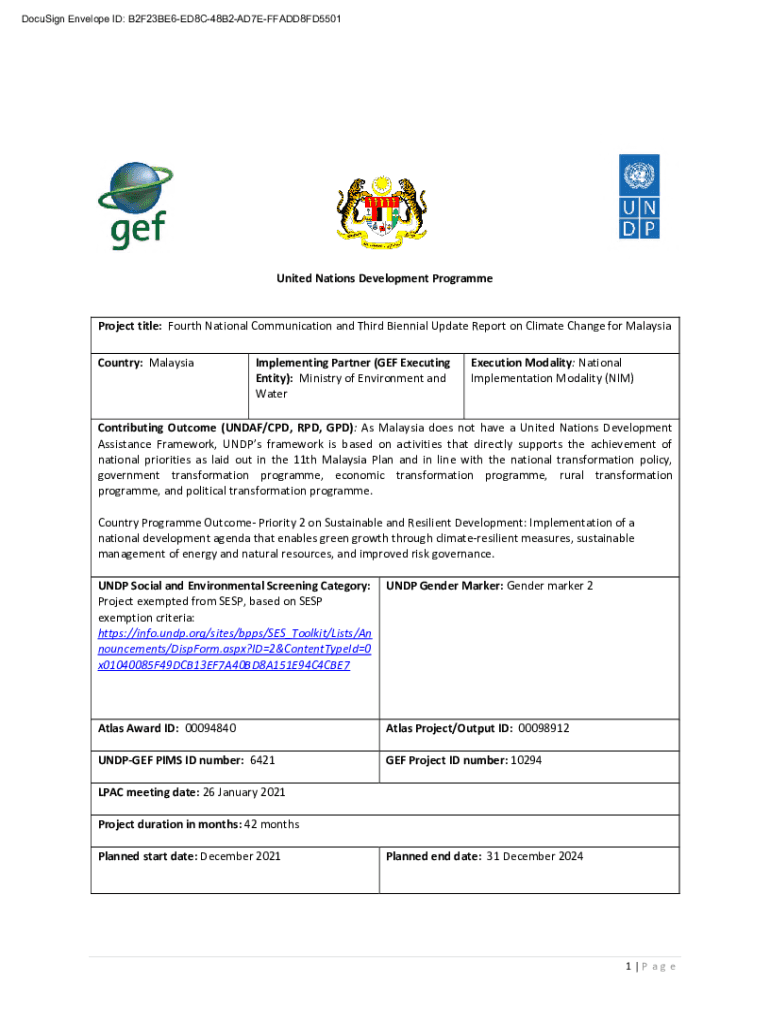 Fillable Online info undp Fourth National Communication and Third ...
