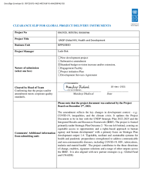 Fillable Online info undp Clearance Slip for Cost Sharing Agreements ...