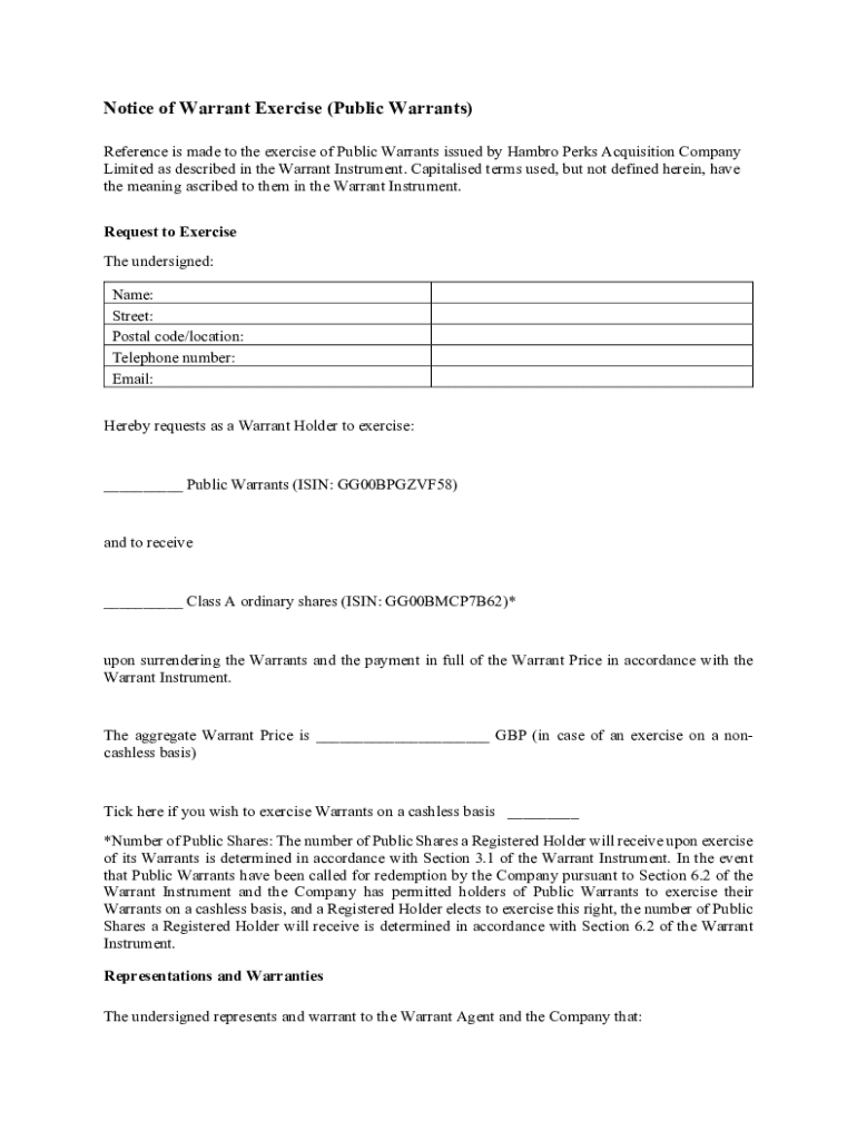 Fillable Online www.lawinsider.comclausenotice-of-warrant ...