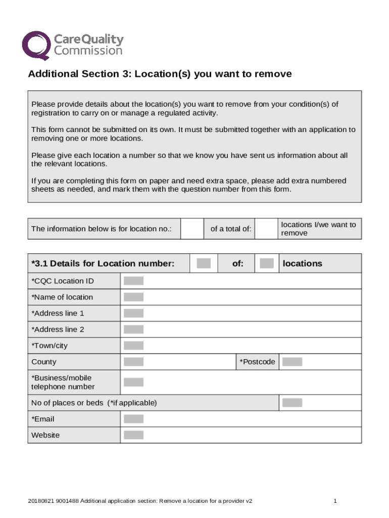 Additional location - application to remove locations Doc Template | pdfFiller