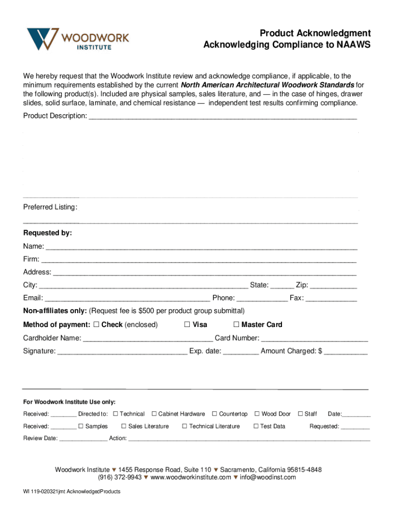 Fillable Online A Guide to the AWI Standards of Architectural Woodwork ...