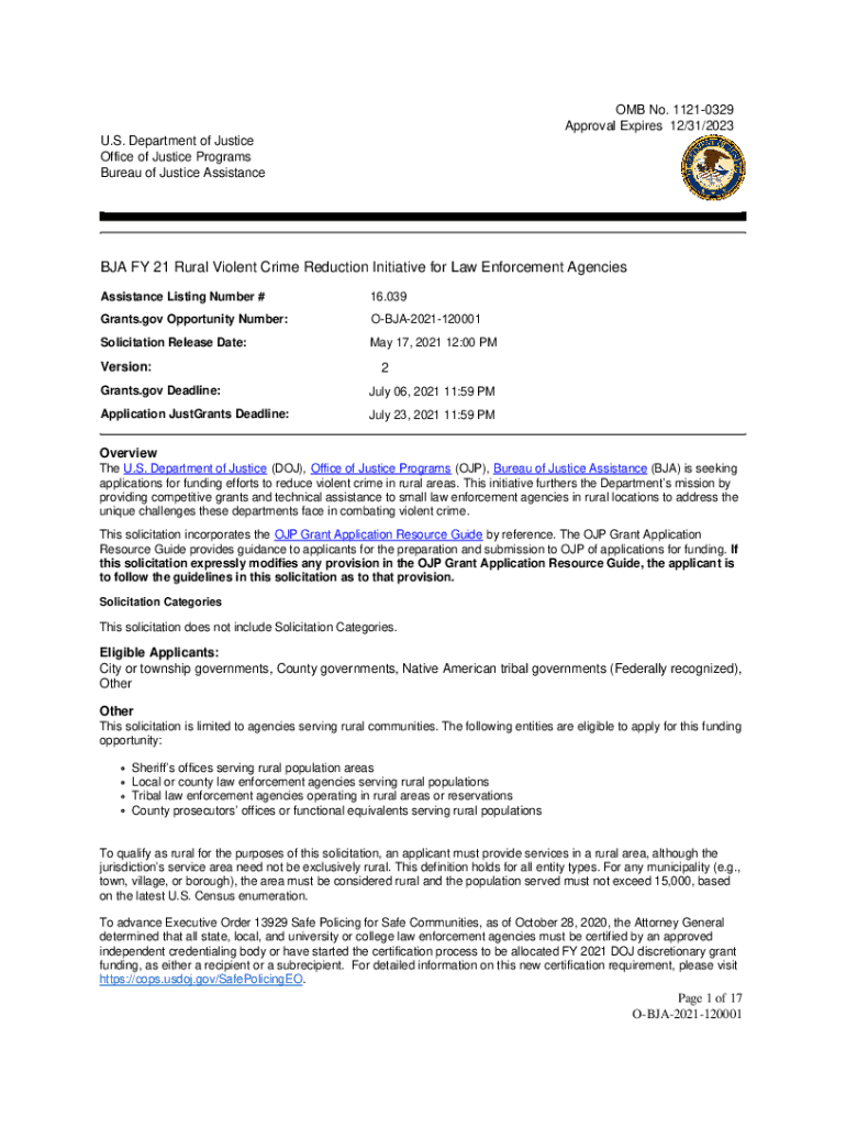 Fillable Online BJA FY 21 Rural Violent Crime Reduction Initiative for ...