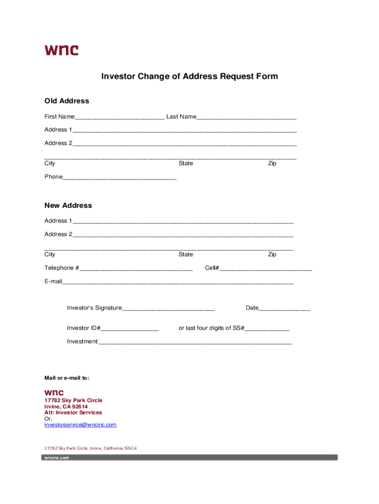 Fillable Online www.signnow.comfill-and-sign-pdf-form55379Investor Change of Address Request ...