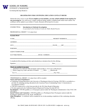 Fillable Online www.nwcphp.orgcertificateCNEregformbpREGISTRATION FOR CONTINUING EDUCATION ...