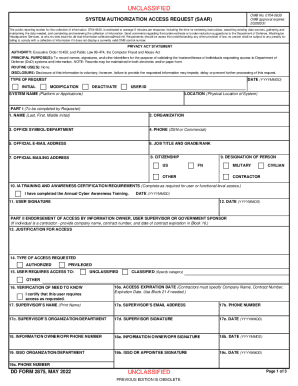 Fillable Online omb.reportomb0704-0630System Authorization Access Request Form - OMB 0704-0630 ...