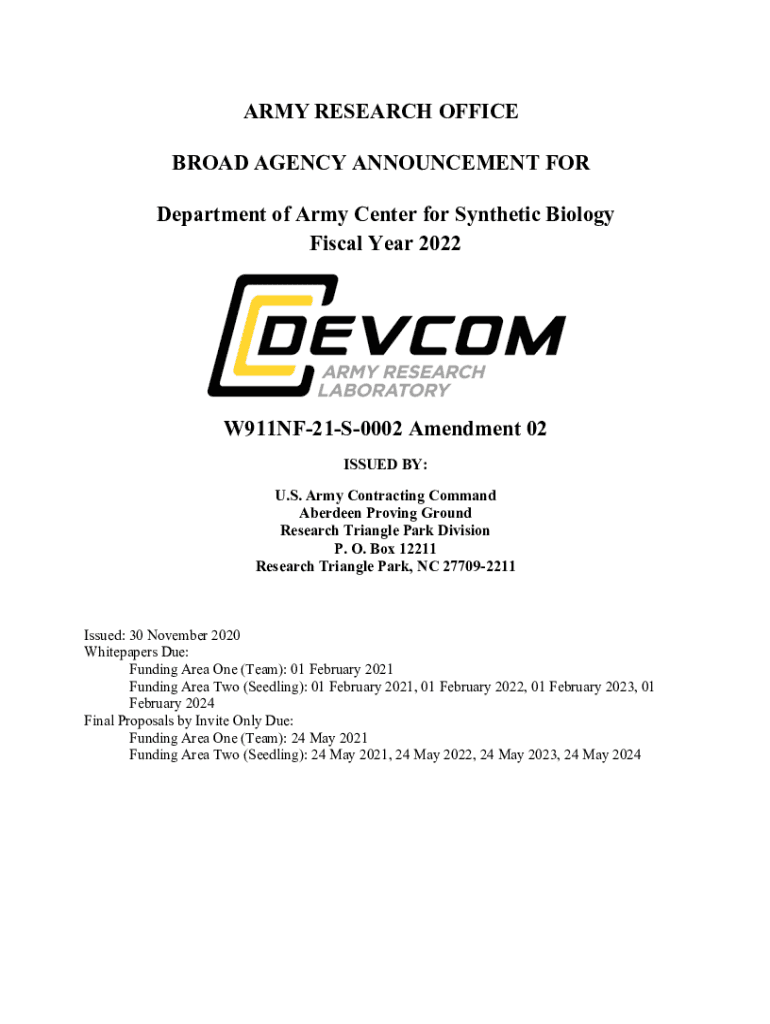 Fillable Online Army Research OfficeDEVCOM Army Research Laboratory Fax ...