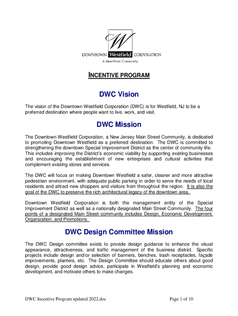 Fillable Online DWC Vision DWC Mission DWC Design Committee Mission Fax ...