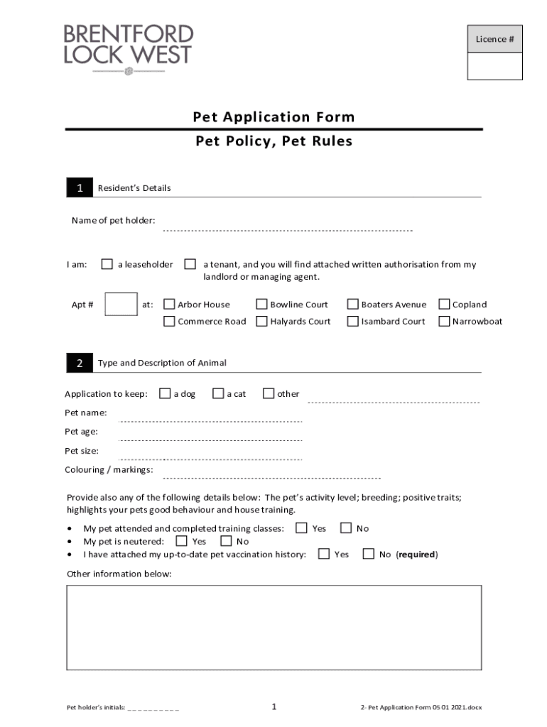 Fillable Online www.humanesociety.orgpetapplicationformSample Pet Application Form - Humane ...