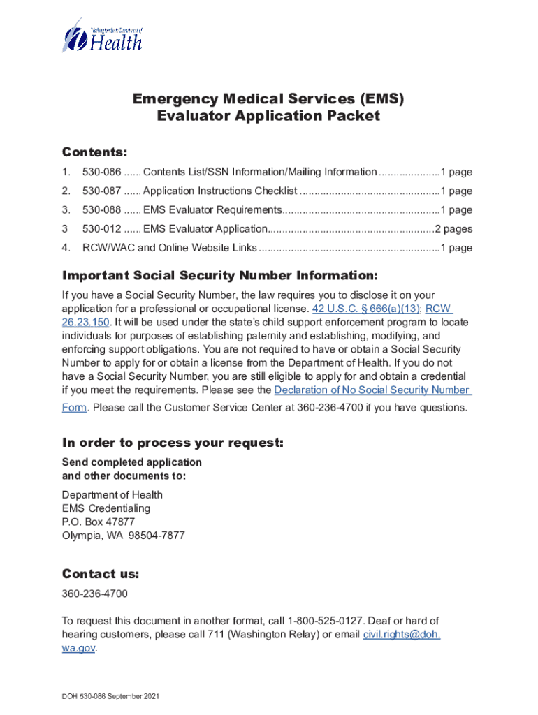 Fillable Online doh wa Emergency Medical Services (EMS) Evaluator ...