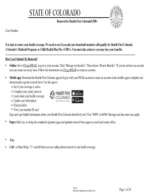 Fillable Online Page 1 of 20 Renewal for Health First Colorado/CHP+ ...