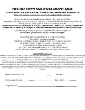 Fillable Online JUNIOR JACKPOT RODEO entry form Fax Email Print - pdfFiller