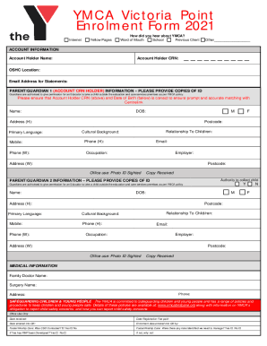 Fillable Online YMCA Victoria Point Enrolment Form 2021 - YMCA Fitness ...