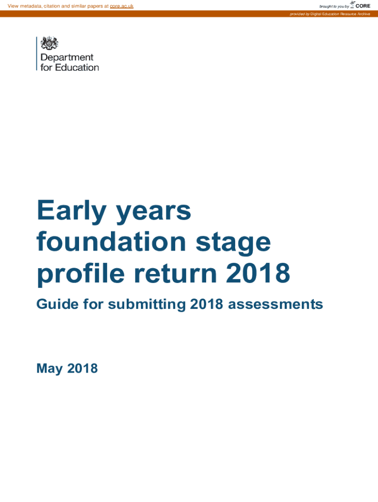Fillable Online Early years foundation stage profile return 2018 - GOV ...