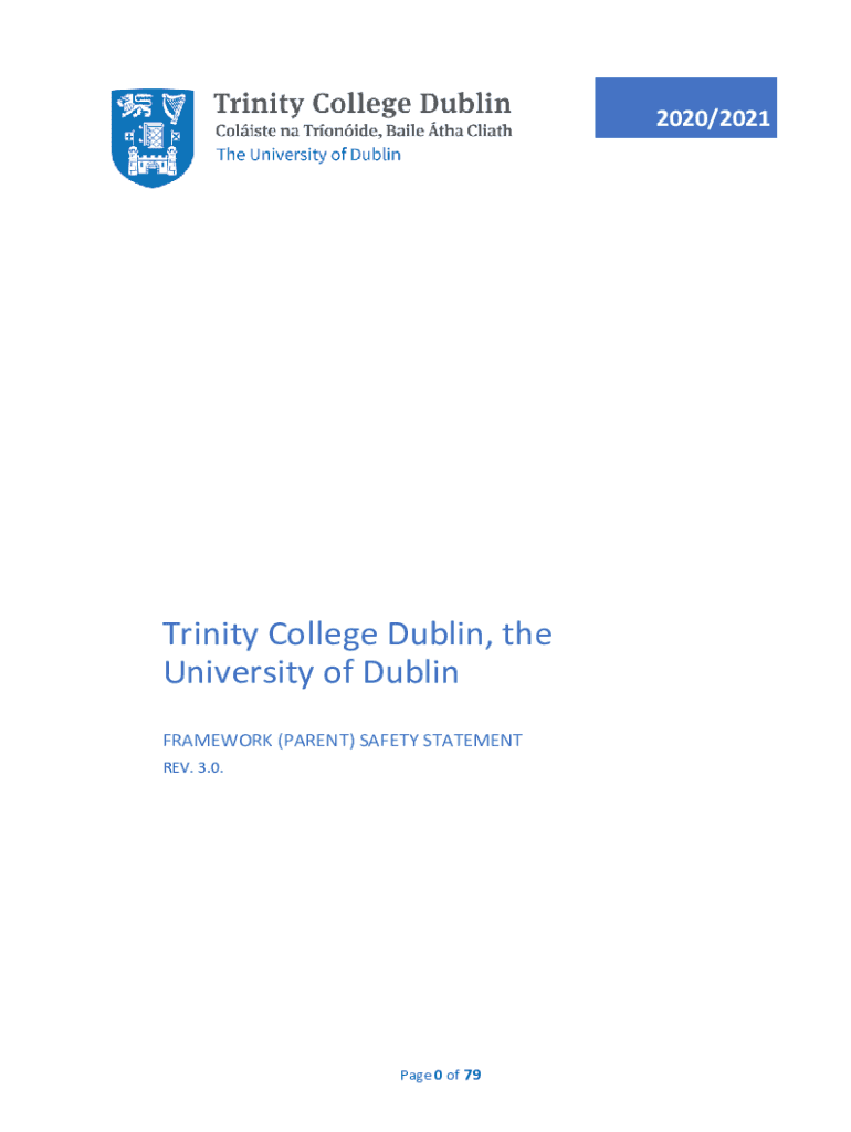 Fillable Online Trinity College Dublin, the University of Dublin. FRAMEWORK (PARENT) SAFETY ...