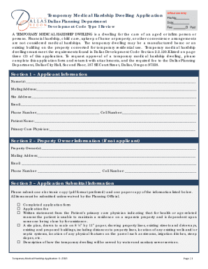 Fillable Online Temporary Medical Hardship Dwelling Application ...