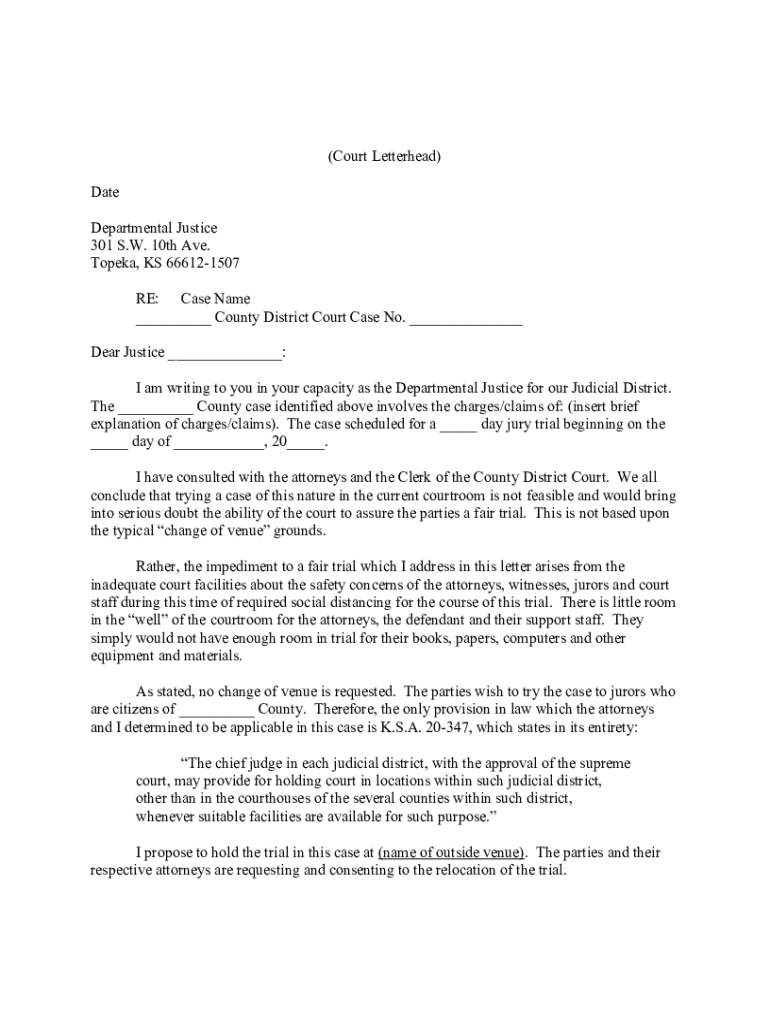 Fillable Online (Court Letterhead) Departmental Justice RE: Case Name ...