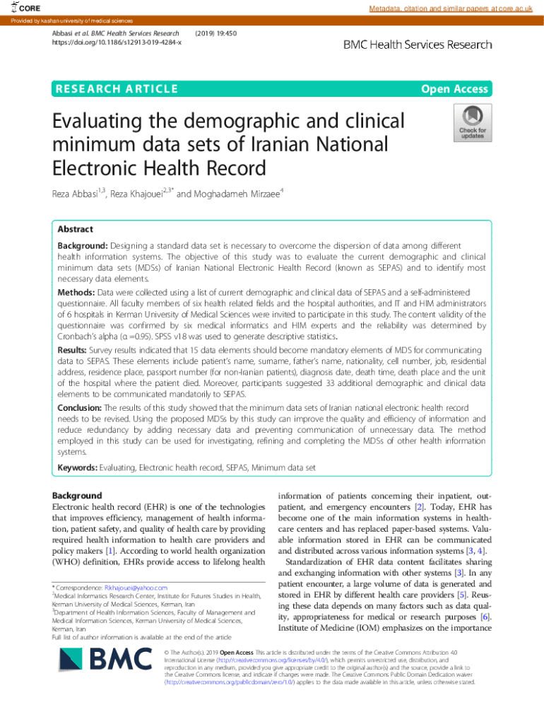 Fillable Online Evaluating the demographic and clinical minimum data ...