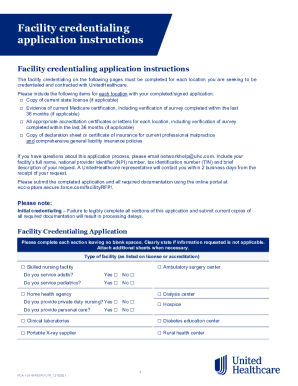 Fillable Online Facility credentialing application instructions ...