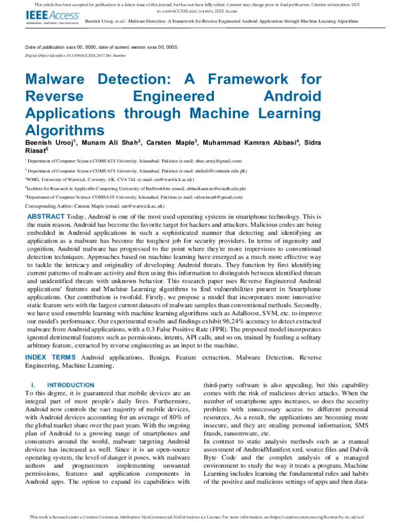 Fillable Online Wrap Warwick Ac Wrap Malware Detection Framework Reverse Engineered Fax