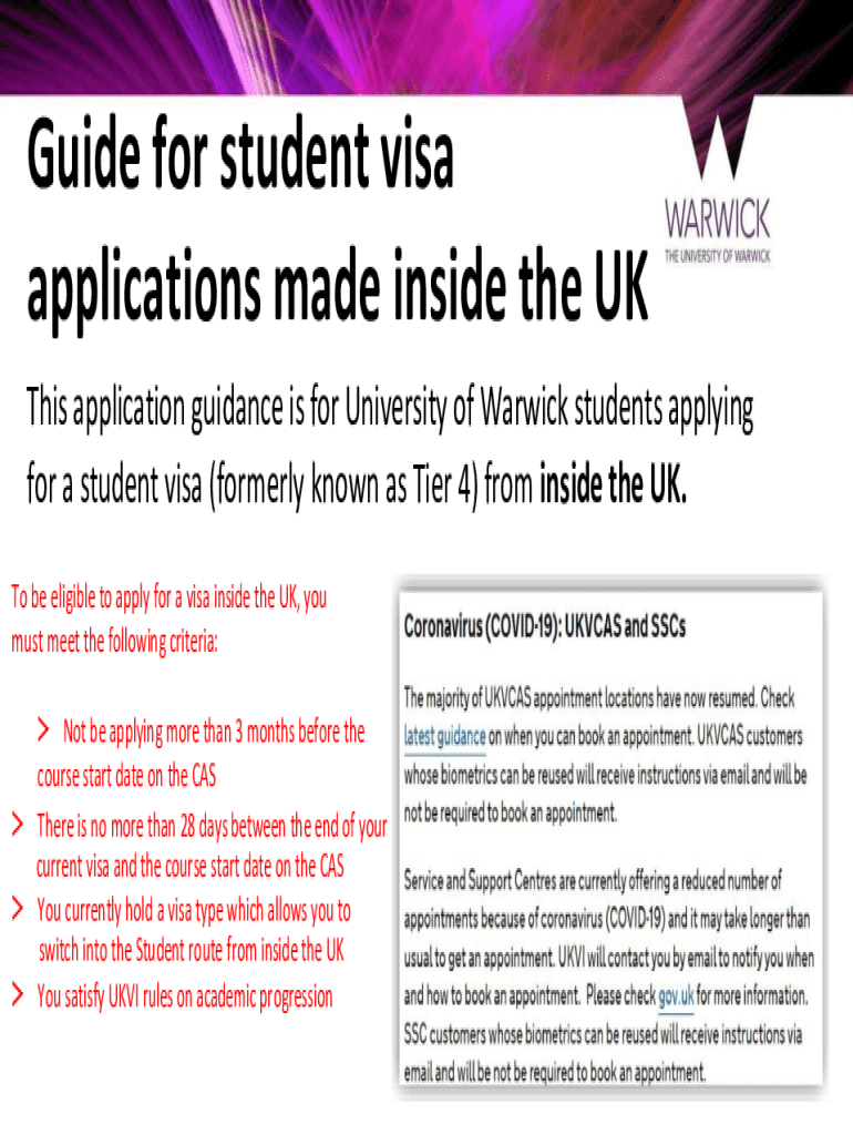 Fillable Online warwick ac Guide for Tier 4 (General) Visa applications ...
