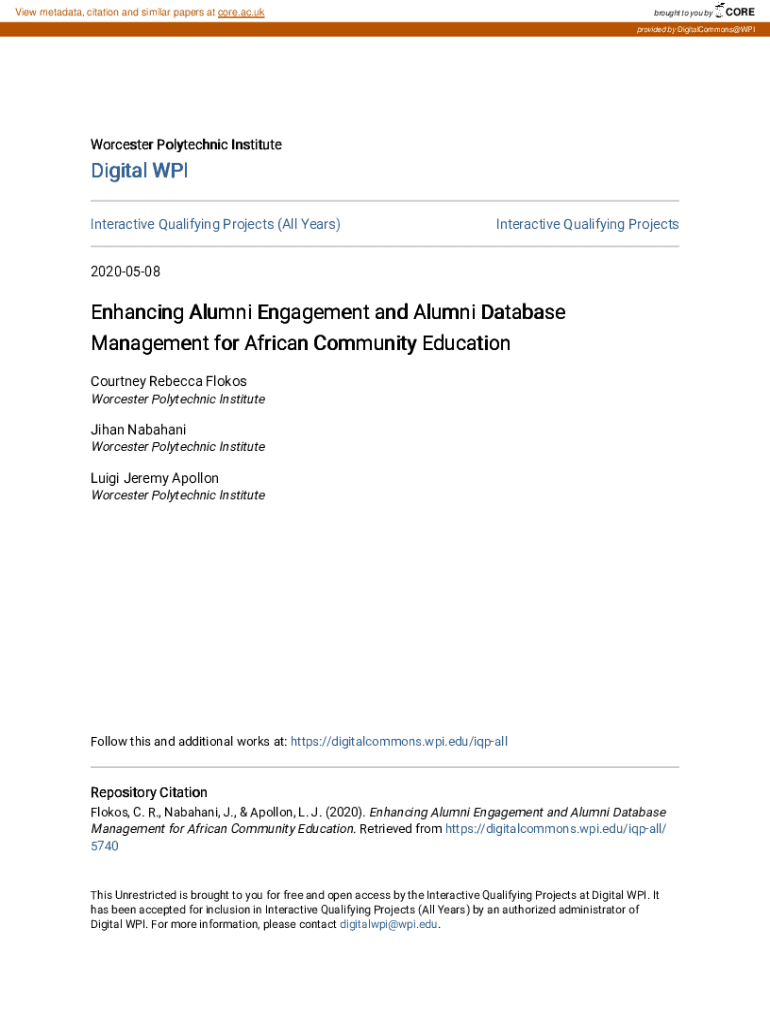 Fillable Online Enhancing Alumni Engagement and Alumni Database Management for African Community ...