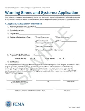 Fillable Online Hazard Mitigation Grant Program-Warning Sirens and ...