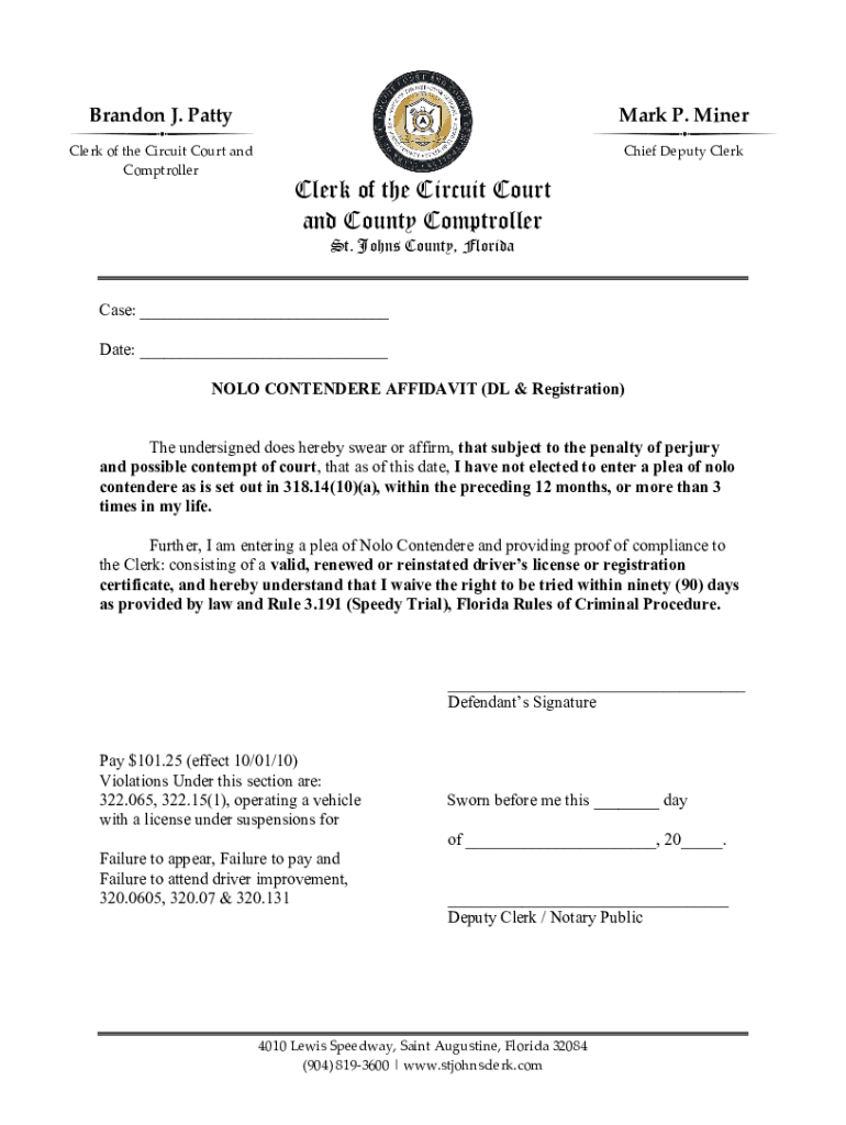 Fillable Online FORM. NOLO REG & DL AFFIDAVIT.2020.docx Fax Email Print ...