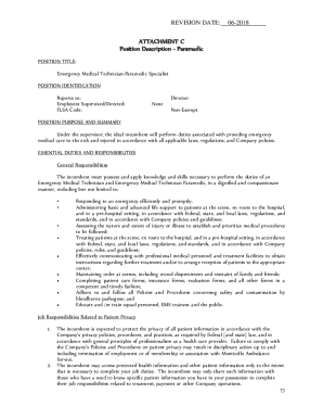 Fillable Online Paramedic job description templateWorkable Fax Email ...