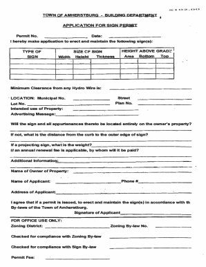 Fillable Online APPLICATION FOR SIGN PERMIT - Amherstburg Fax Email ...