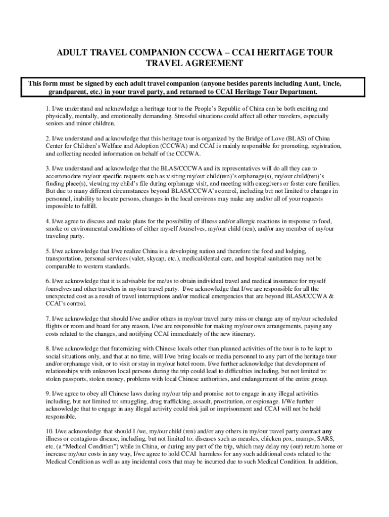 Fillable Online 10+ Travel Agency Agreement Templates - PDF Free ...